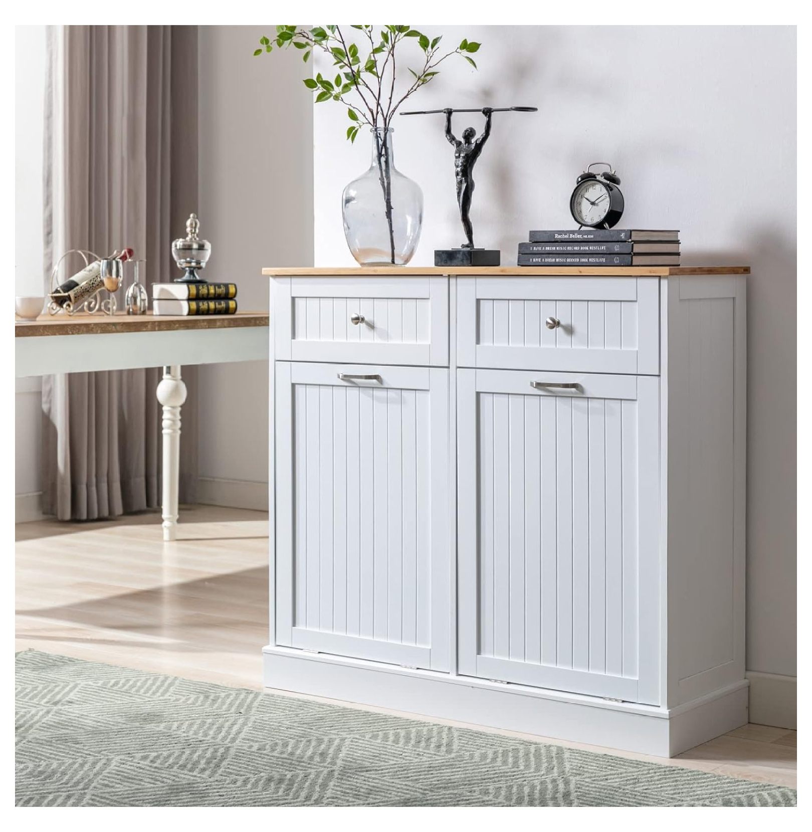 Double Trash Cabinet Tilt Out 20 Gallon, Pet Proof Kitchen Trash ...