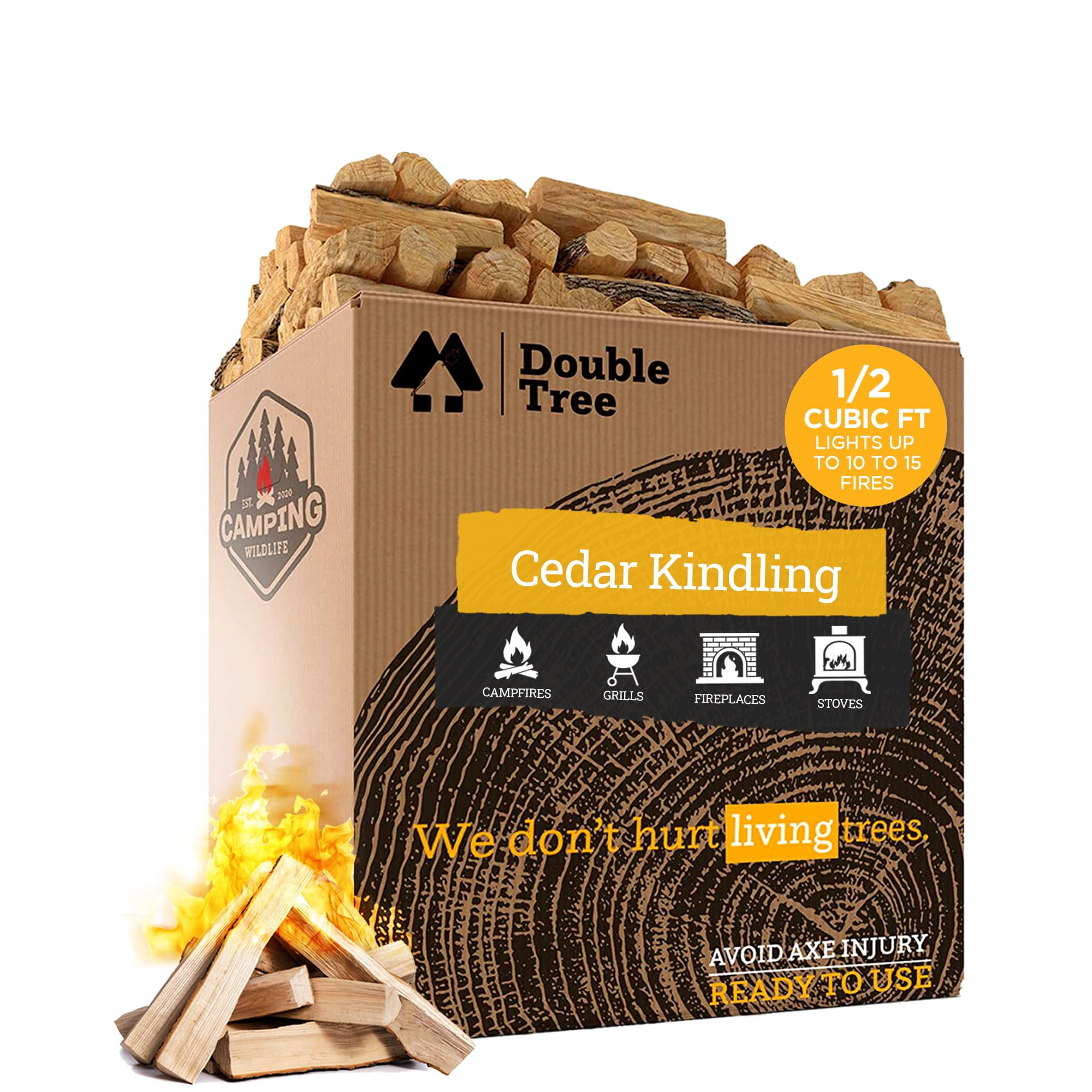 Double Tree Fire Starter Sticks - 100% Natural Cedar Kindling, Quick ...
