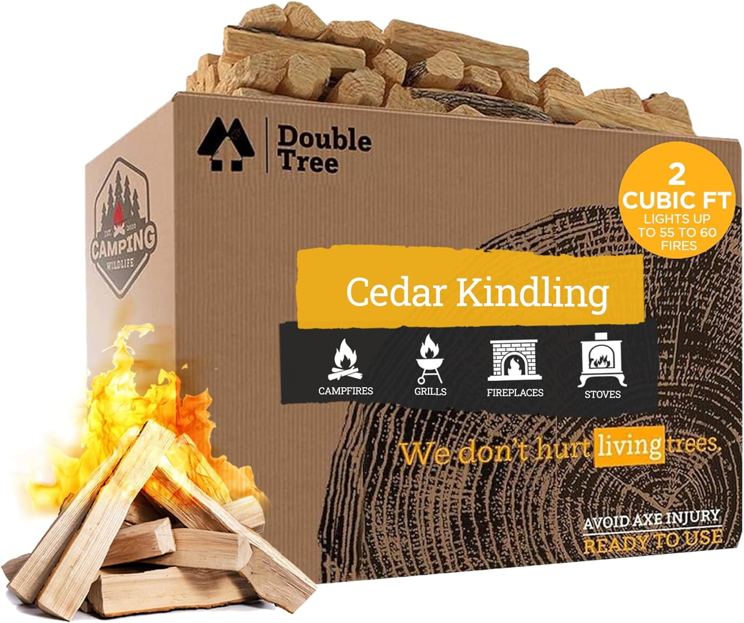 Double Tree Fire Starter Sticks - 100% Natural Cedar Wood Kindling ...