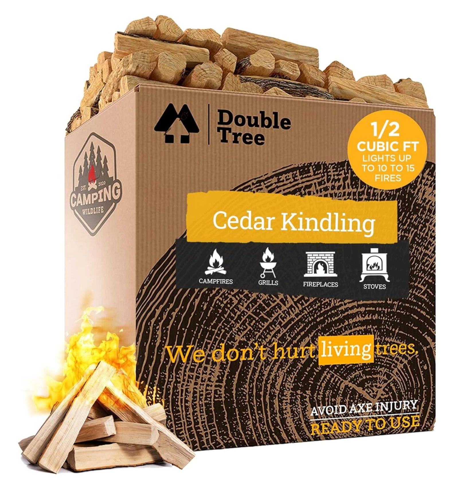 Double Tree Fire Starter Sticks - 100% Natural Cedar Wood Kindling ...