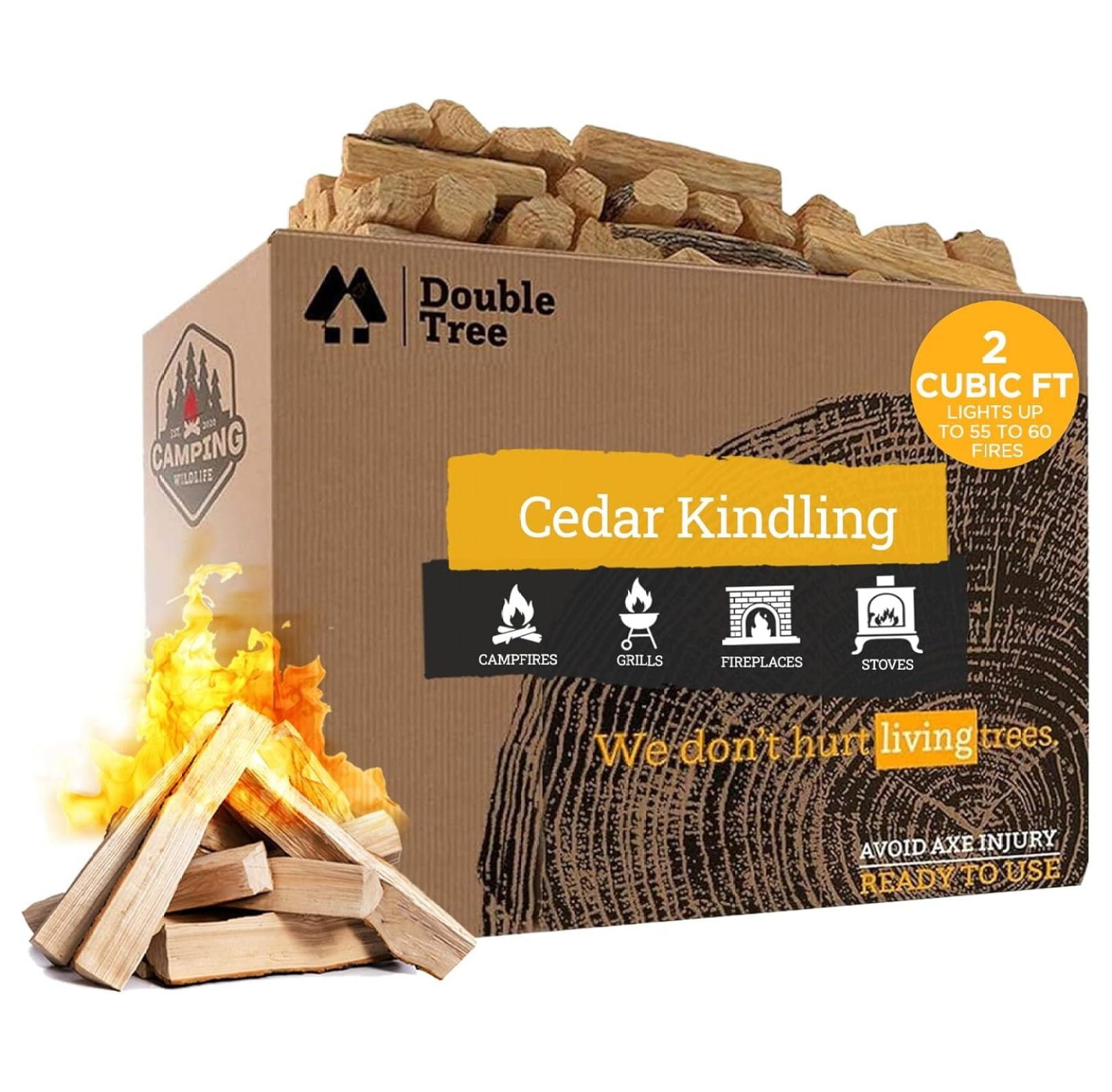 Double Tree Fire Starter Sticks - 100% Natural Cedar Wood Kindling ...