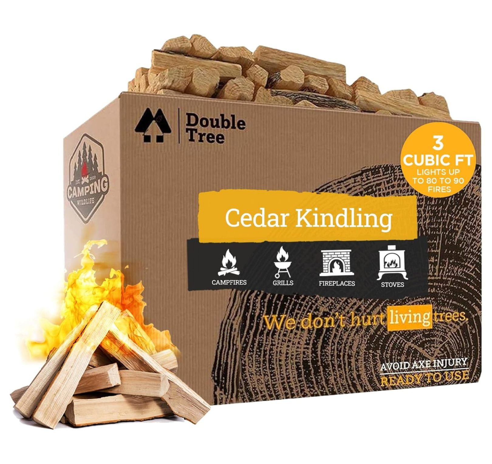 Double Tree Fire Starter Sticks - 100% Natural Cedar Wood Kindling ...