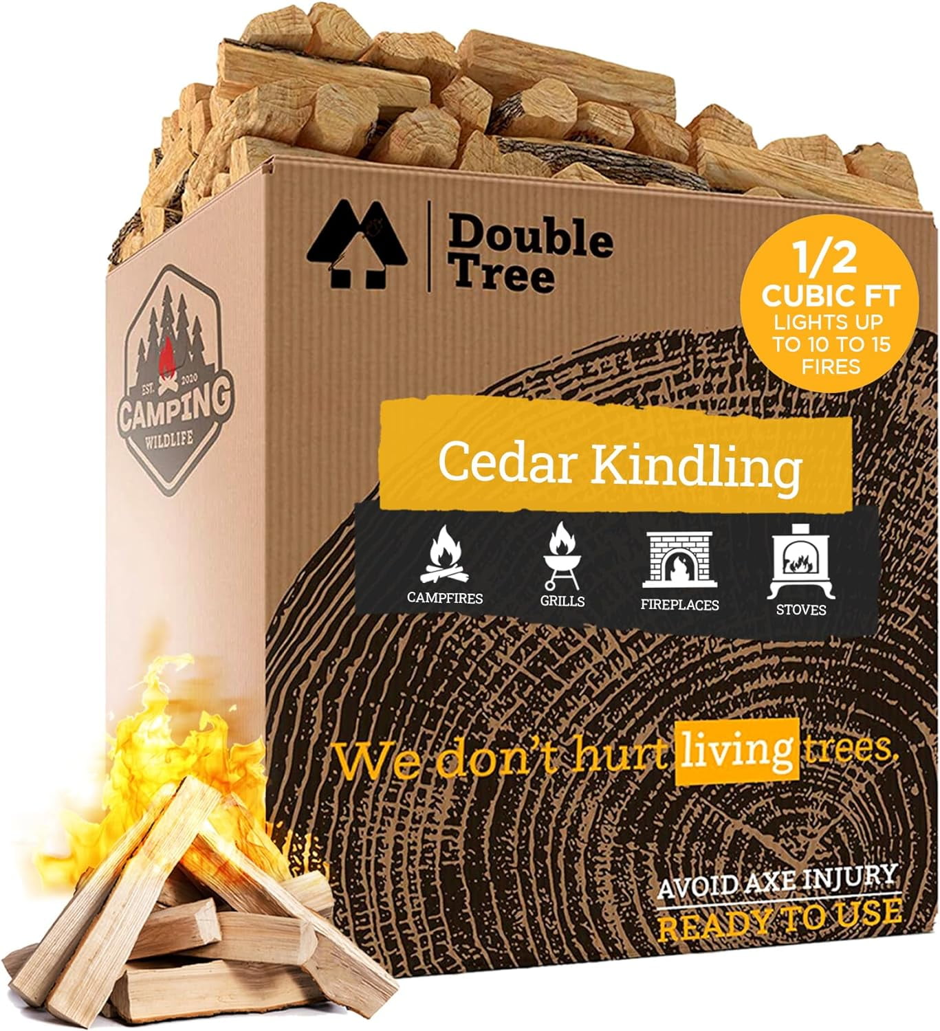 Double Tree Fire Starter Sticks - 100% Natural Cedar Wood Kindling ...