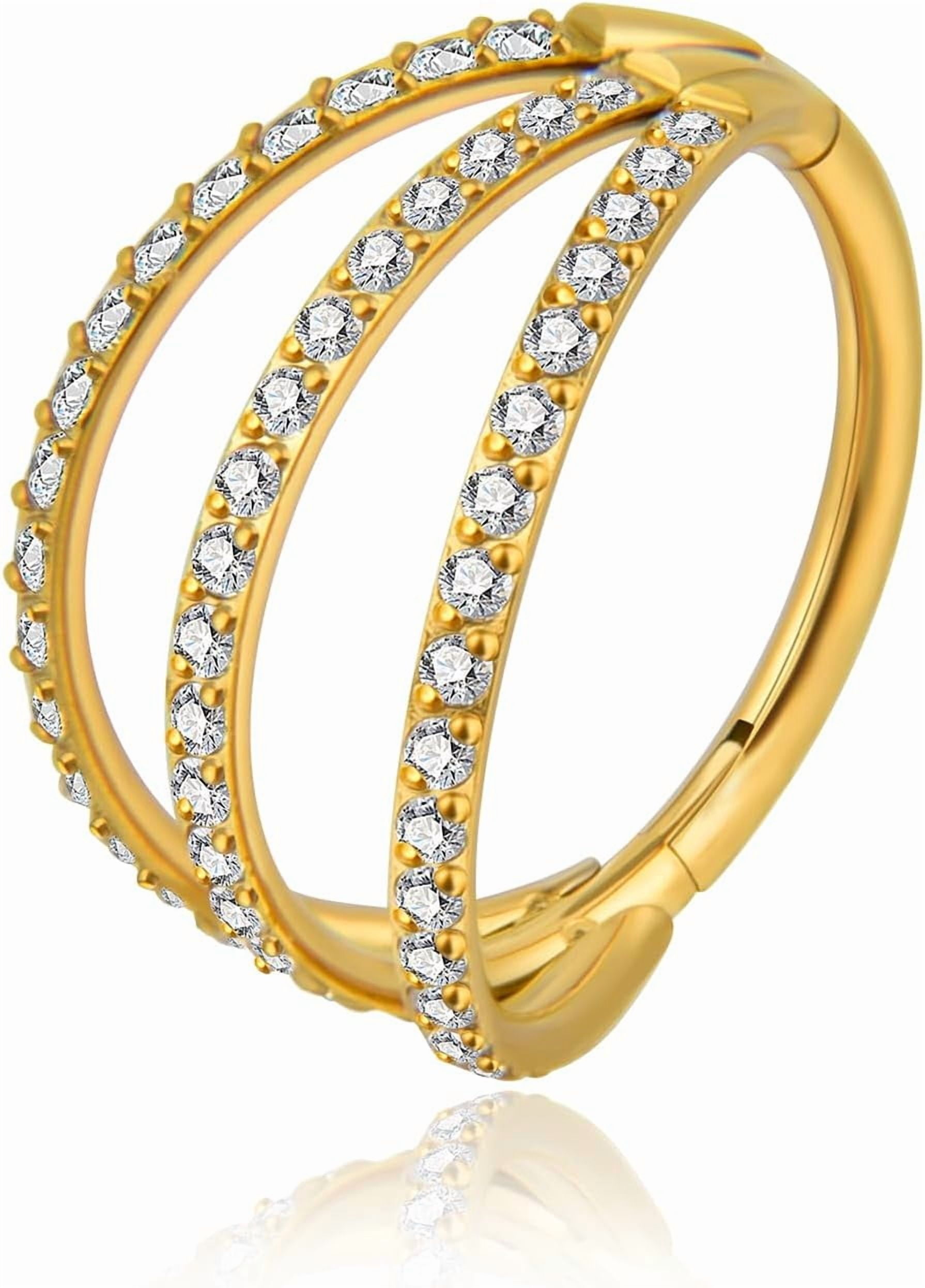 Double/Triple Open Top Stack Cz Septum Rings 16g 18g 316 Stainless ...