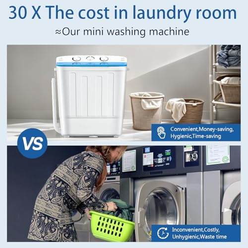 Double Tub 18LBS Washing Machine, Portable Washer and Spin Dryer Combo ...