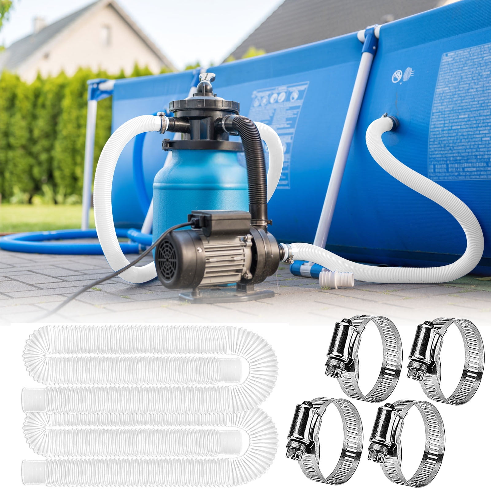 Double Tube & Four Clamp Inflatable Hot Tub Hose Replacement,Transparent Polyethylene,Flexible ...