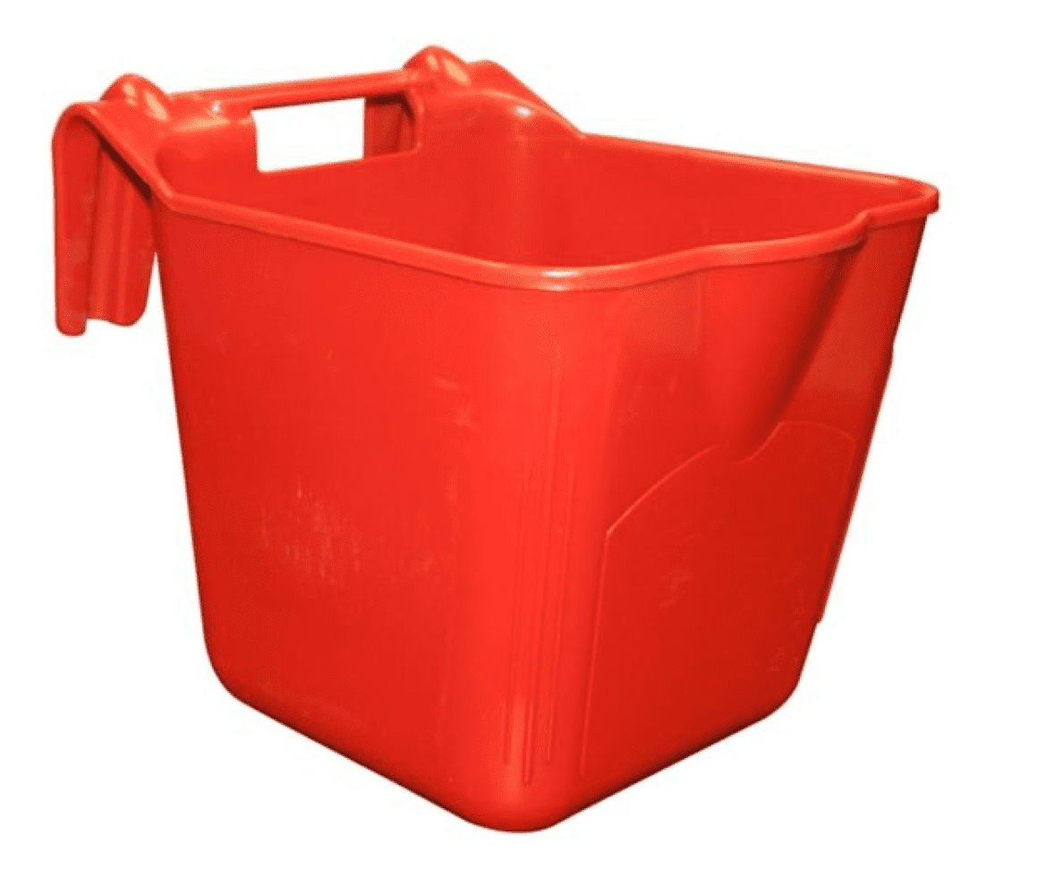 Double-Tuf DT06113 3.5 gal. Portable Hook'n Feed Bucket- Red - Walmart.com
