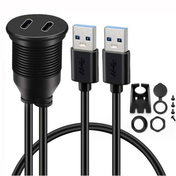 Double USB 3.0 to Double Type C Waterproof Vehicle Chargers Extension ...