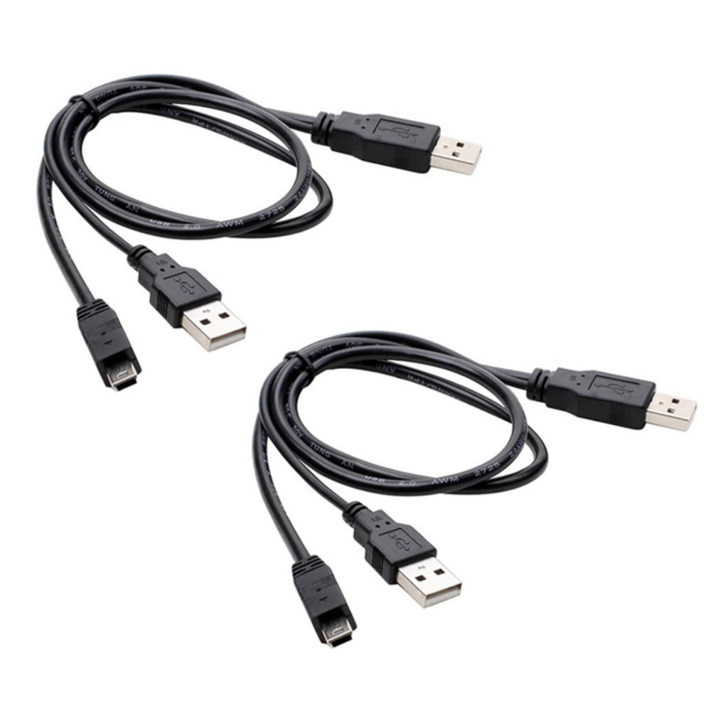 Double USB2.0 A Male to Mini 5Pin Cable Y Cable With Auxiliary Power ...