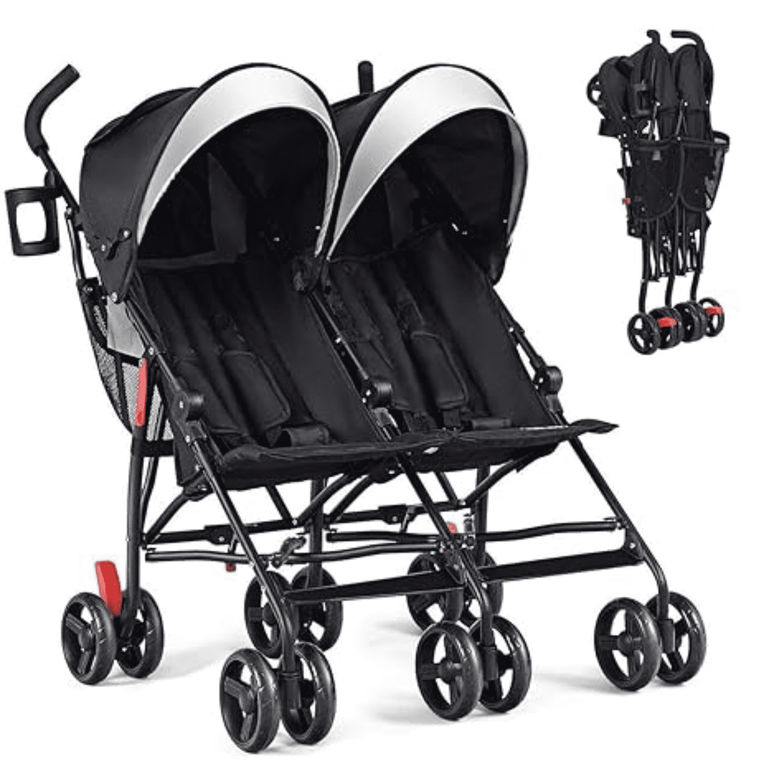 Double Umbrella Stroller, Lightweight Travel Side by Side Twin Stroller ...