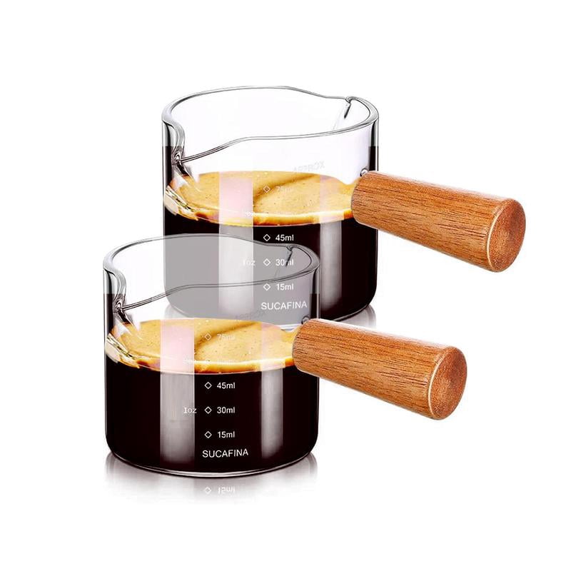 Double V-shaped Mouth Coffee Cup with Wooden Handle, 2 Counts Simple ...