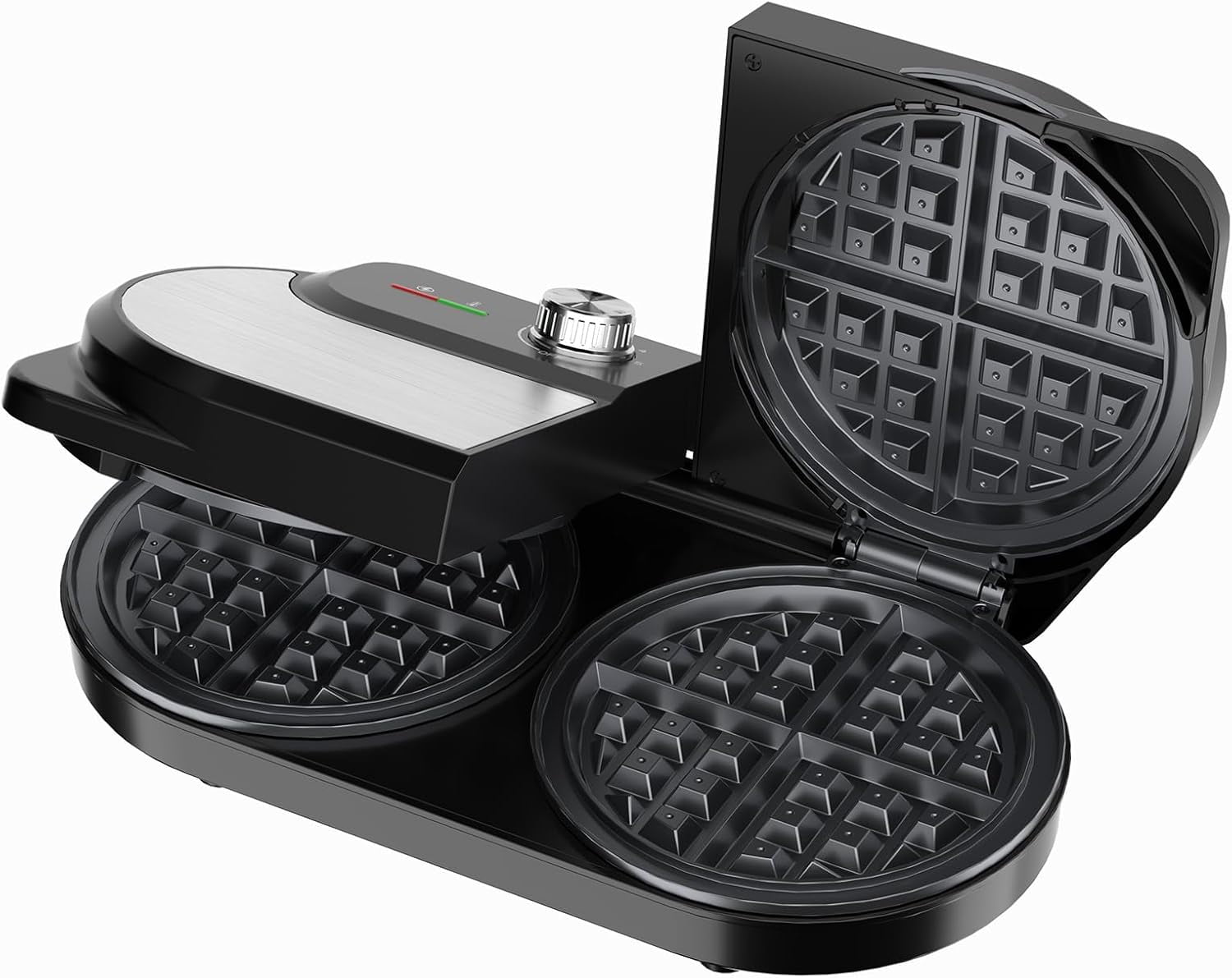 Double Waffle Maker 6 Inch, 1400W Belgian Waffle Maker for Breakfast ...