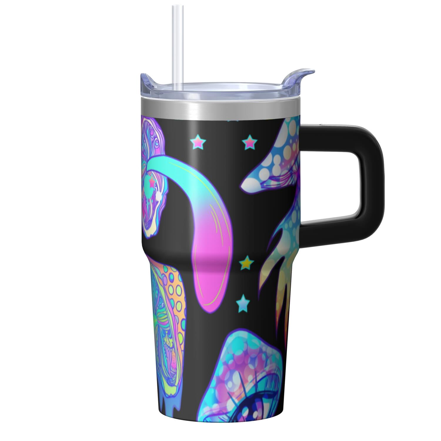 Double Wall 20oz Insulated Tumbler with Handle and Straw, Leak Proof ...