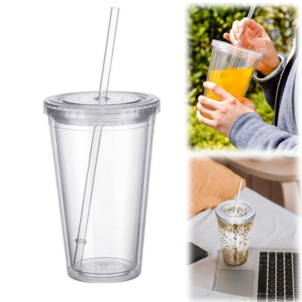 Double Wall Clear Acrylic Tumblers,Portable Insulated Plastic Tumblers ...