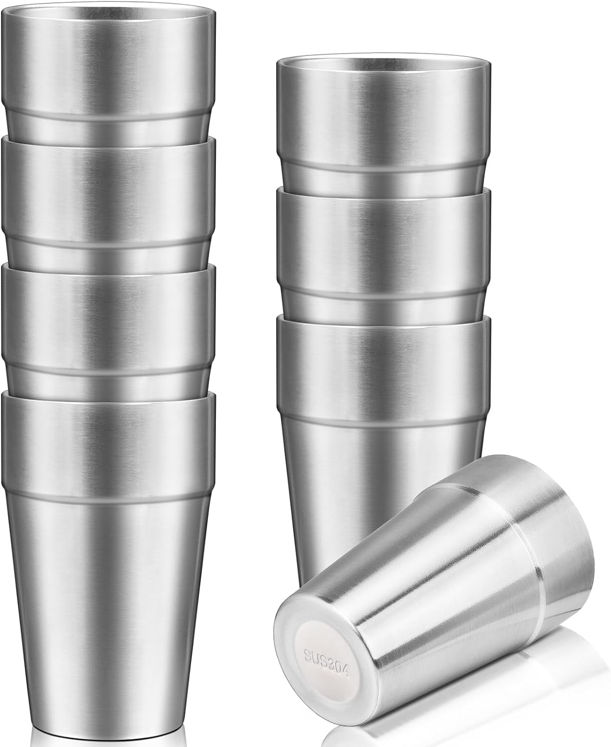 Double Wall Cup Stainless Steel, 16 oz Insulated Tumbler, 8 Pack ...