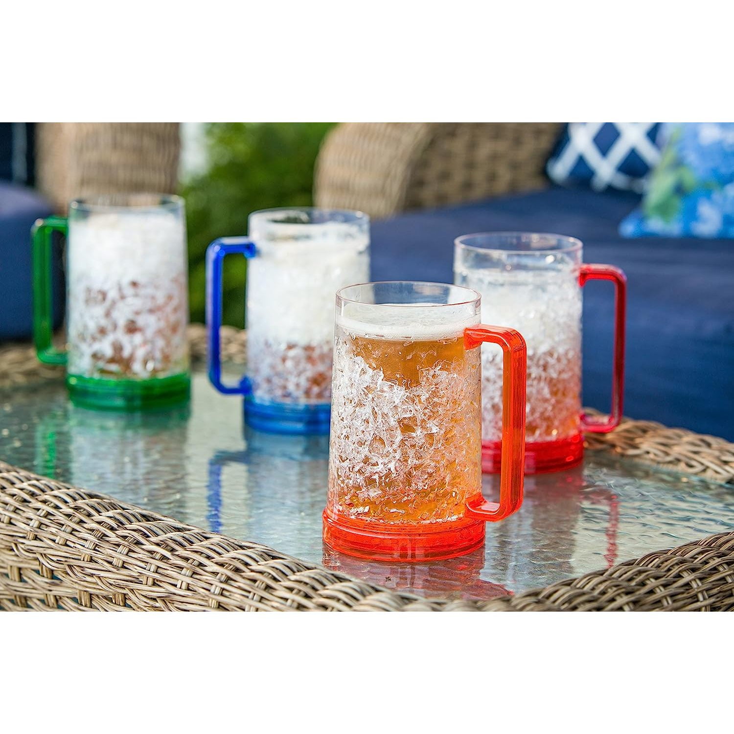 Double Wall Gel Freezer Mug - Set of 4 - Red, Orange, Blue, Green ...