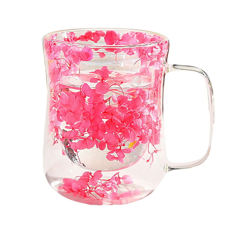 Double Wall Glass Coffee Mug - Insulated Design, 400ml Capacity, Pink ...