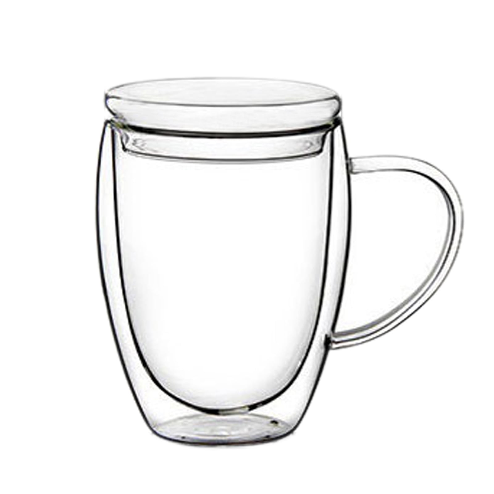 Double Wall Glass Coffee Mugs with Lid,Clear Glass Coffee Cups with ...