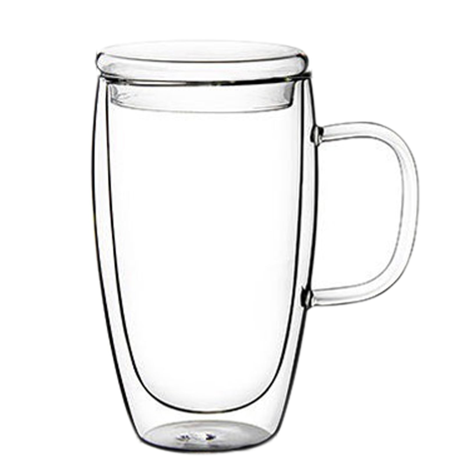 Double Wall Glass Coffee Mugs with Lid,Clear Glass Coffee Cups with ...