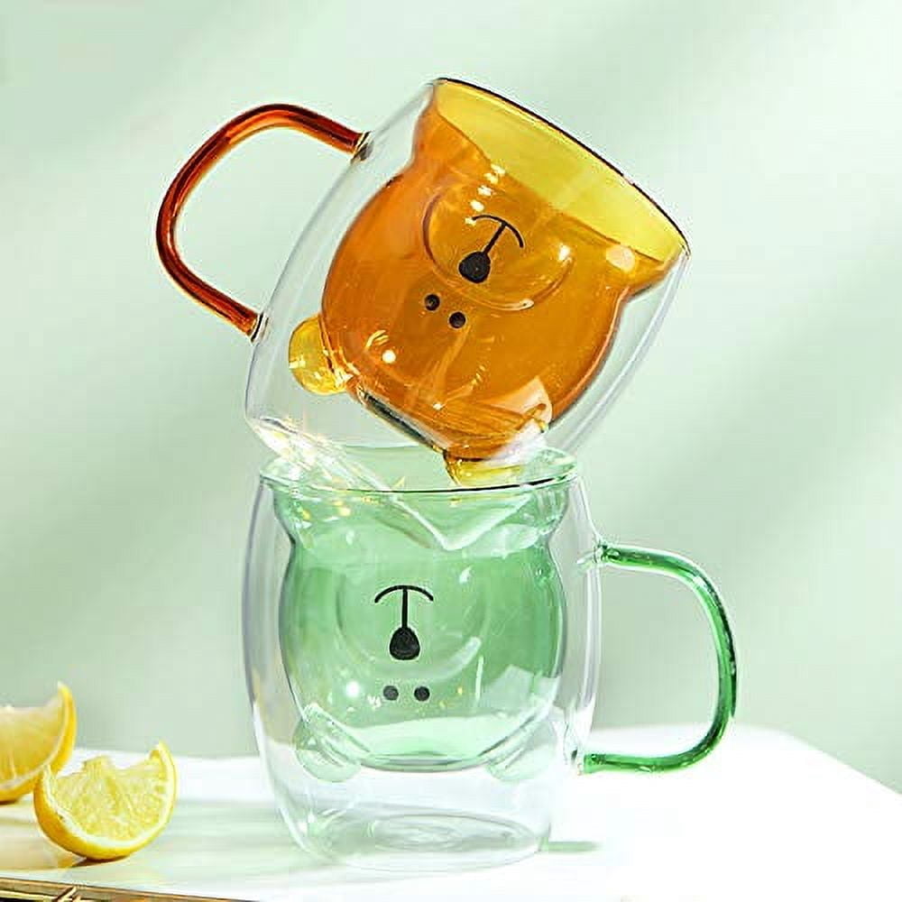 Double Wall Glass Cute Mugs Cup Coffee Mugs Milk Glass Beer Mugs ...