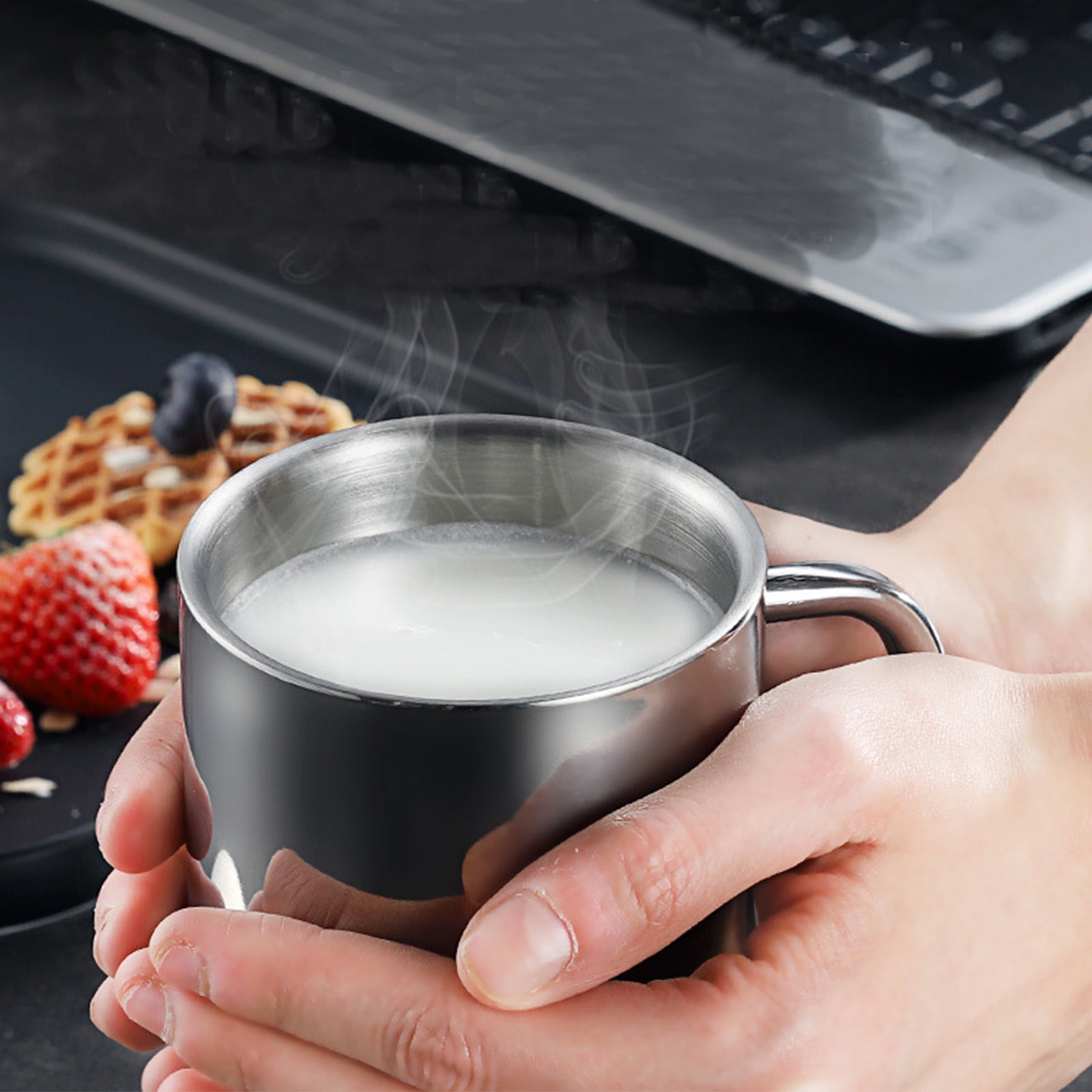 Double Wall Insulated Coffee Mug, Shatterproof Travel Mug, Stainless ...