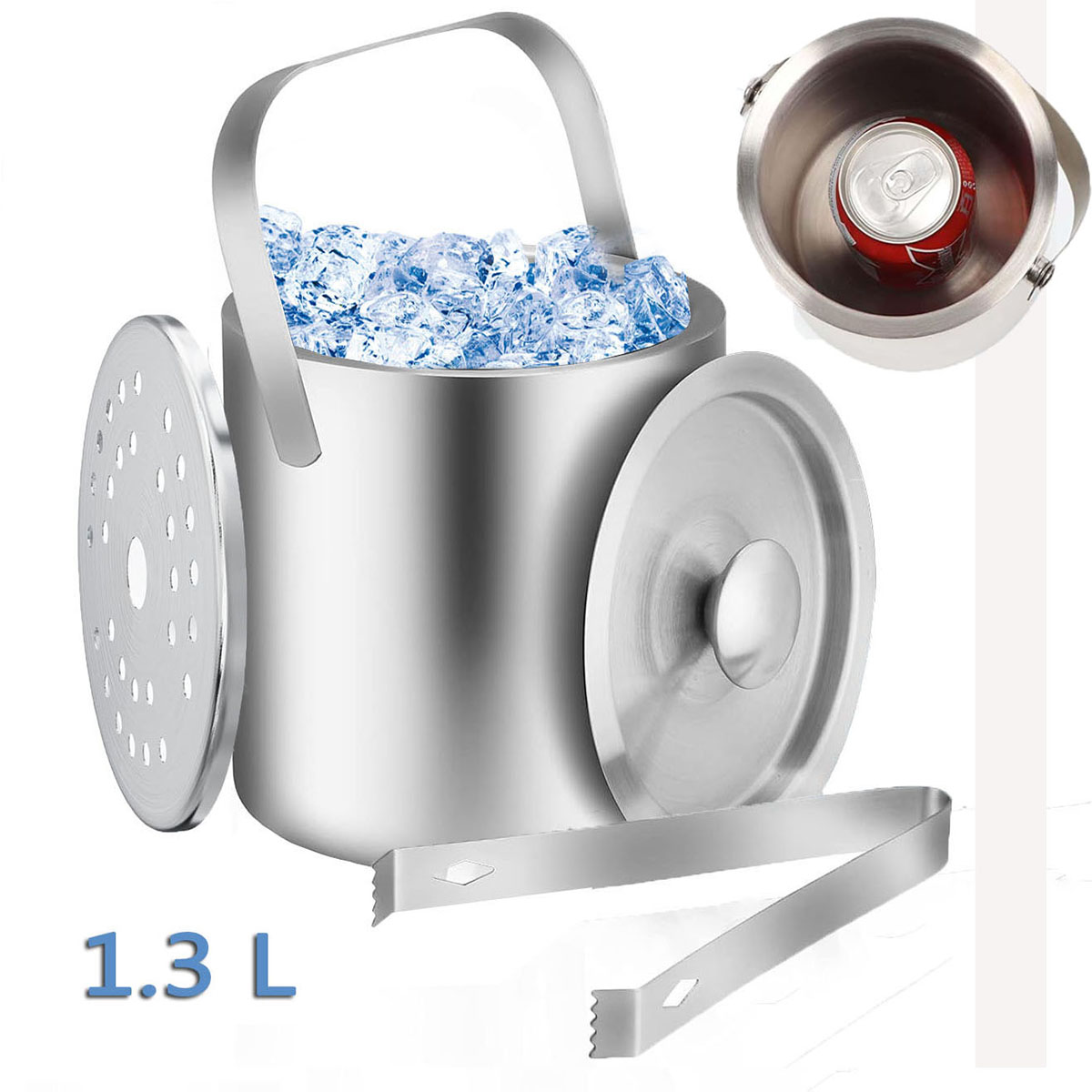 Better Homes & Gardens Clear Glass Ice Bucket with Silver Stainless ...