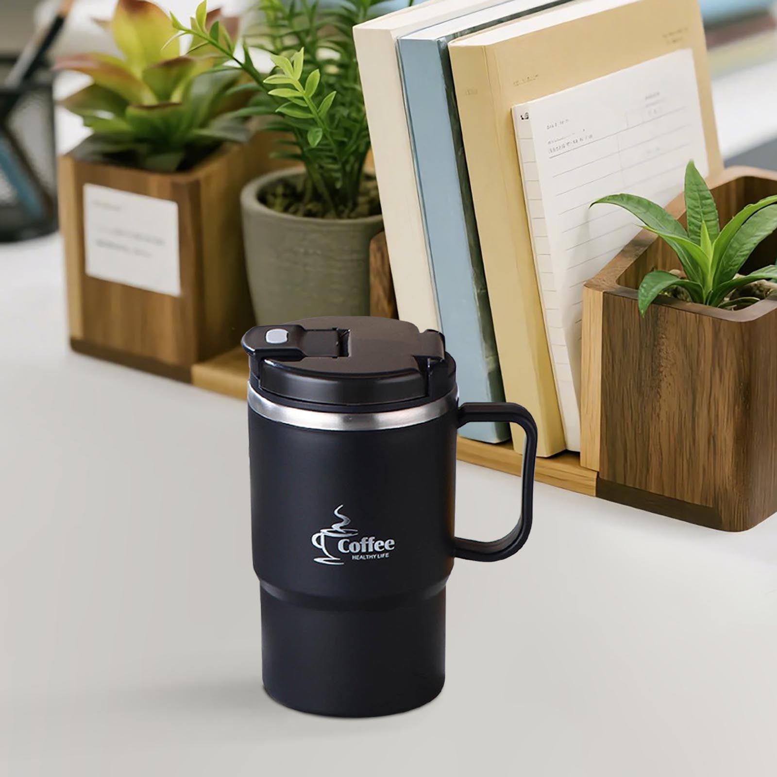 Double Wall Insulated Stainless Steel Travel Mug with Handle for Hot ...
