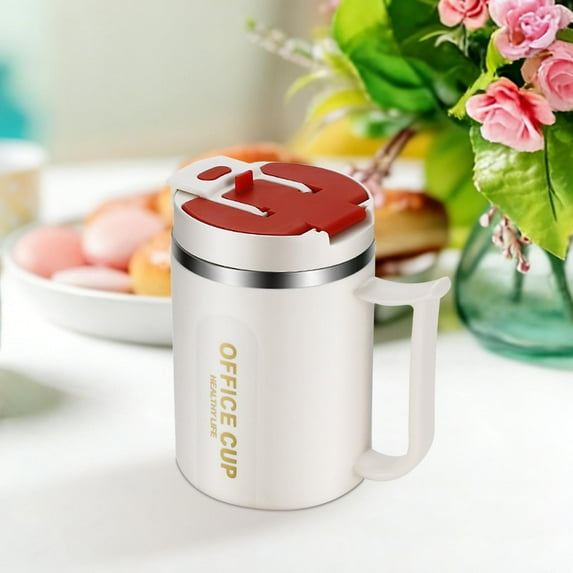 Double-Wall Insulated Stainless Steel Tumbler with Handle & Straw Lid ...