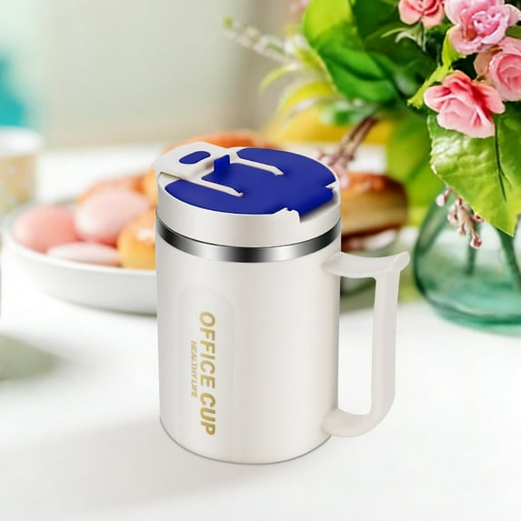 Double-Wall Insulated Stainless Steel Tumbler with Handle & Lid | 400ml ...