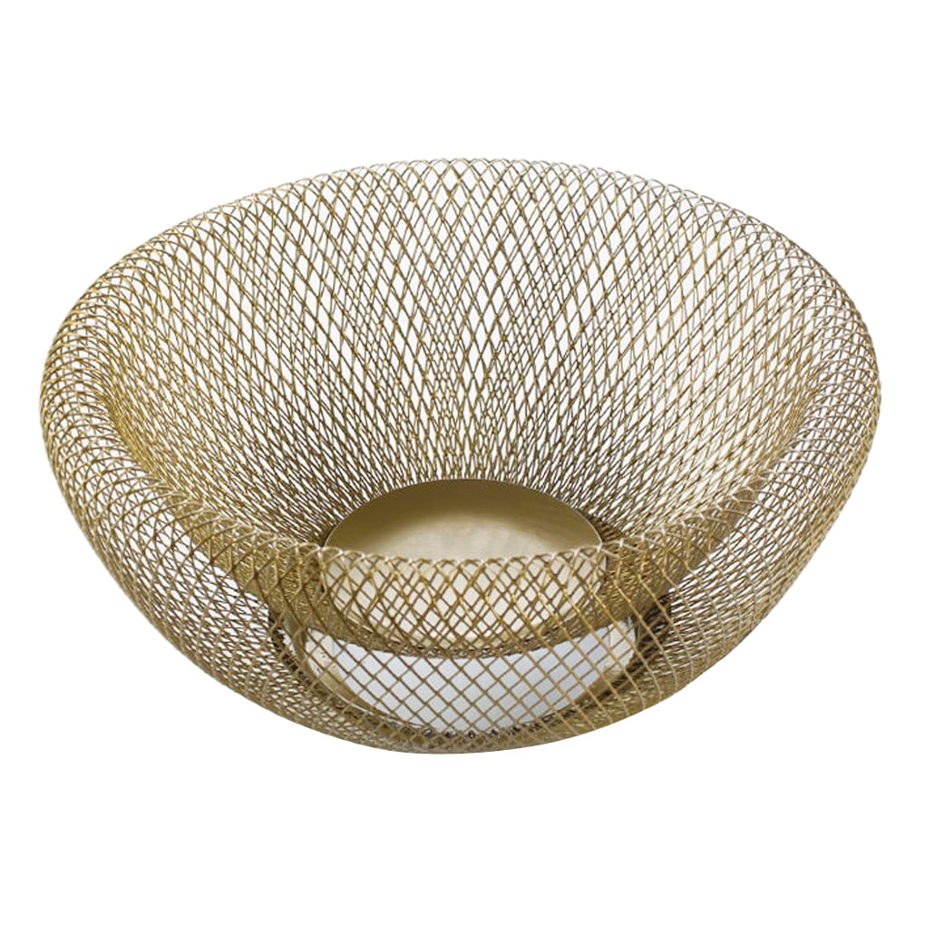 Double Wall Mesh Decorative Fruit Basket Metal Mesh Snack Bowl ...