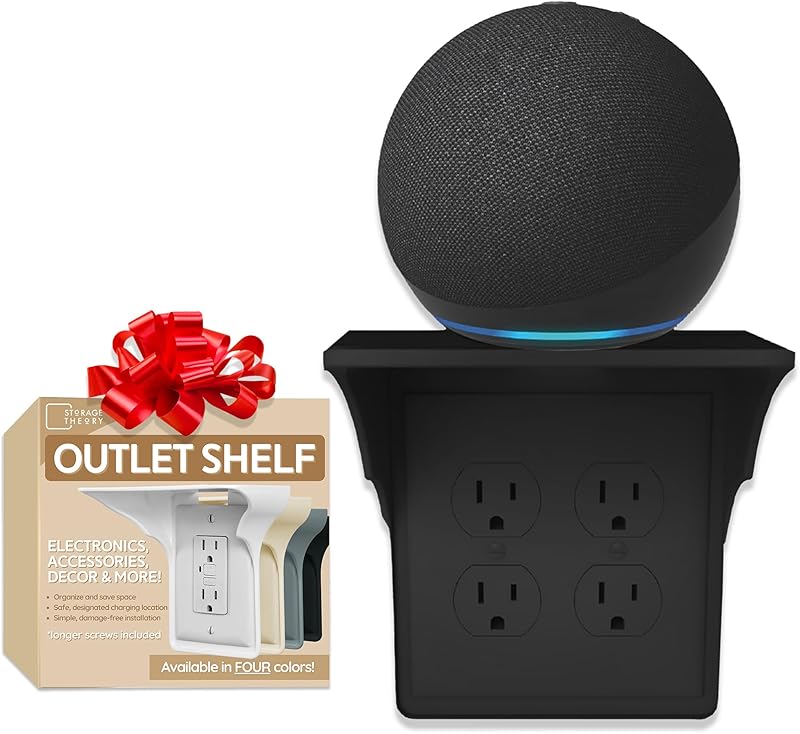 Double Wall Outlet Shelf with Cord Storage Strap – Bathroom Shelf for ...