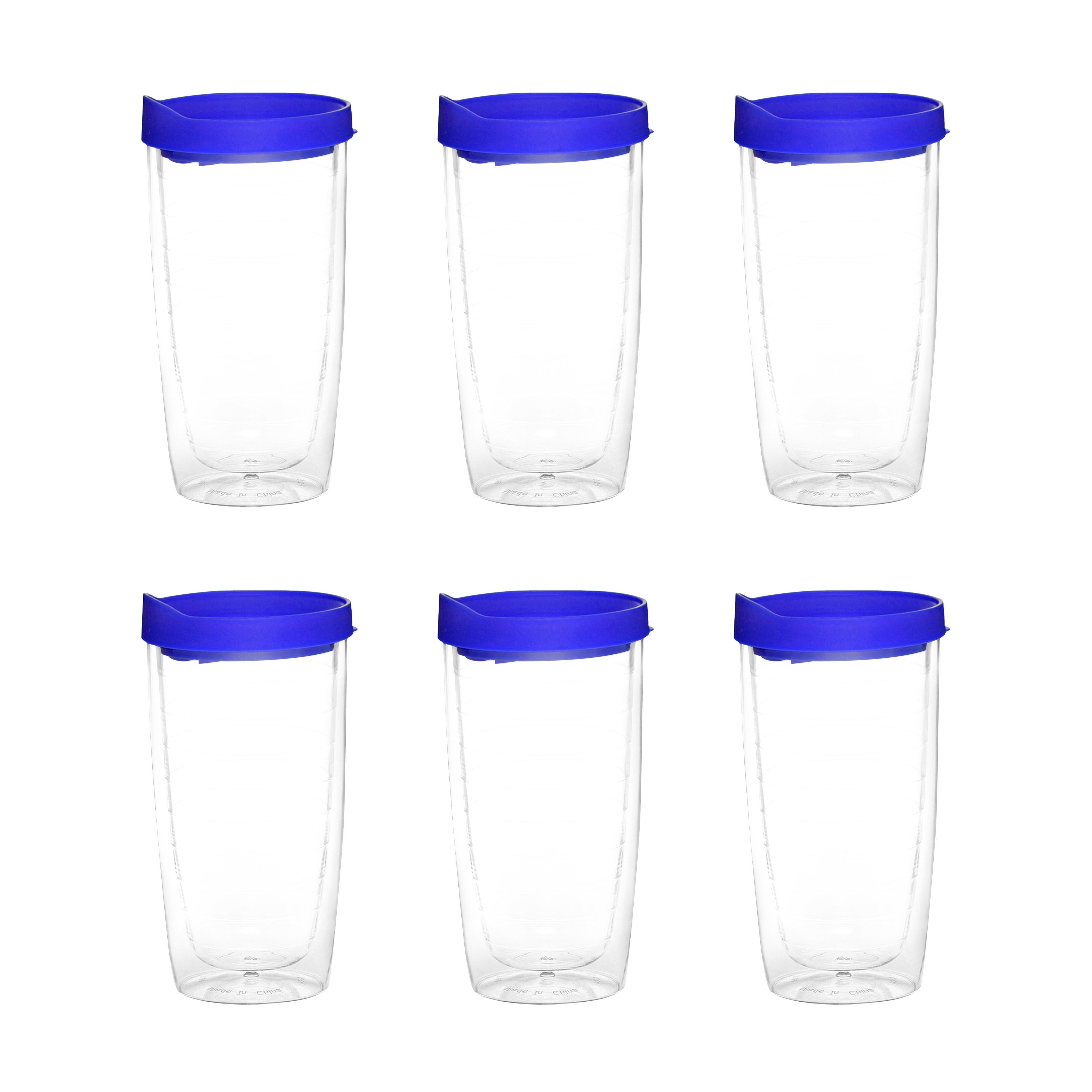 Double Wall Plastic Tumblers with Slid-lock Lid, 14 oz, 6 pack, Plastic ...