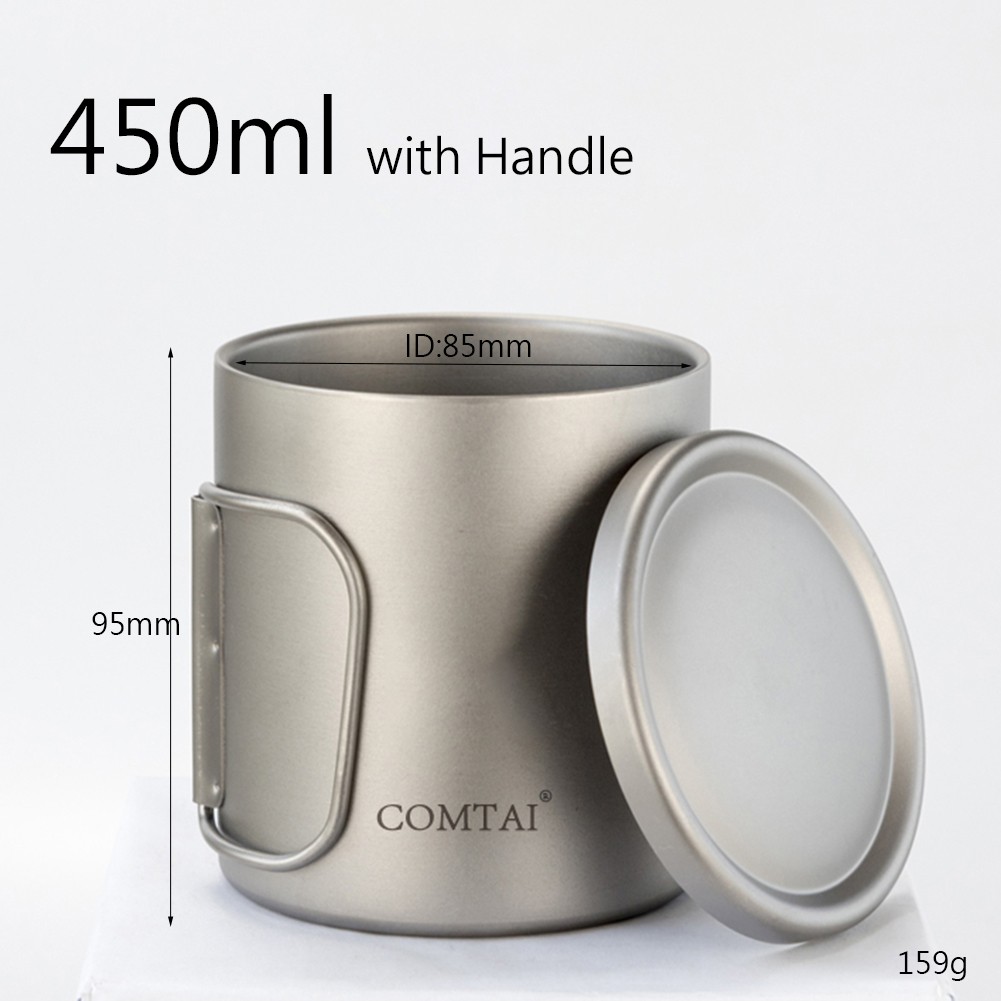 Double Wall Titanium Water Cup Coffee Tea Mug With Lid For Home Outdoor ...