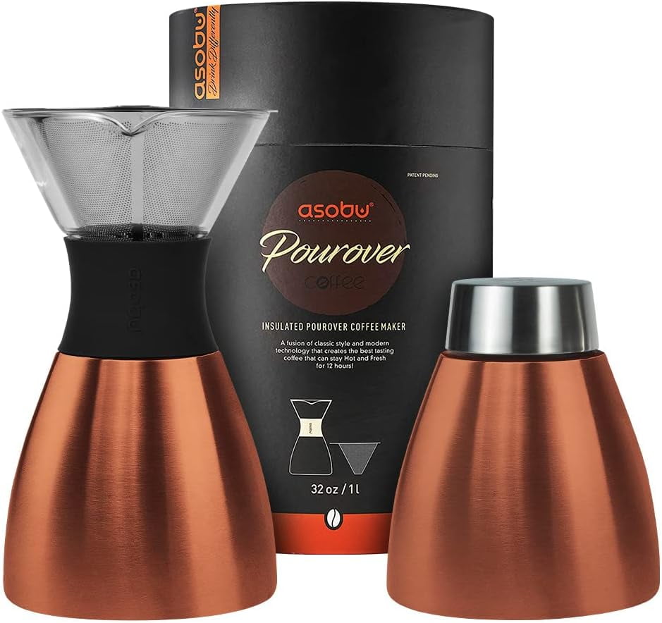 Double-Wall Vacuum Copper Coffee Maker 32 Oz Drip Coffee Makers with ...