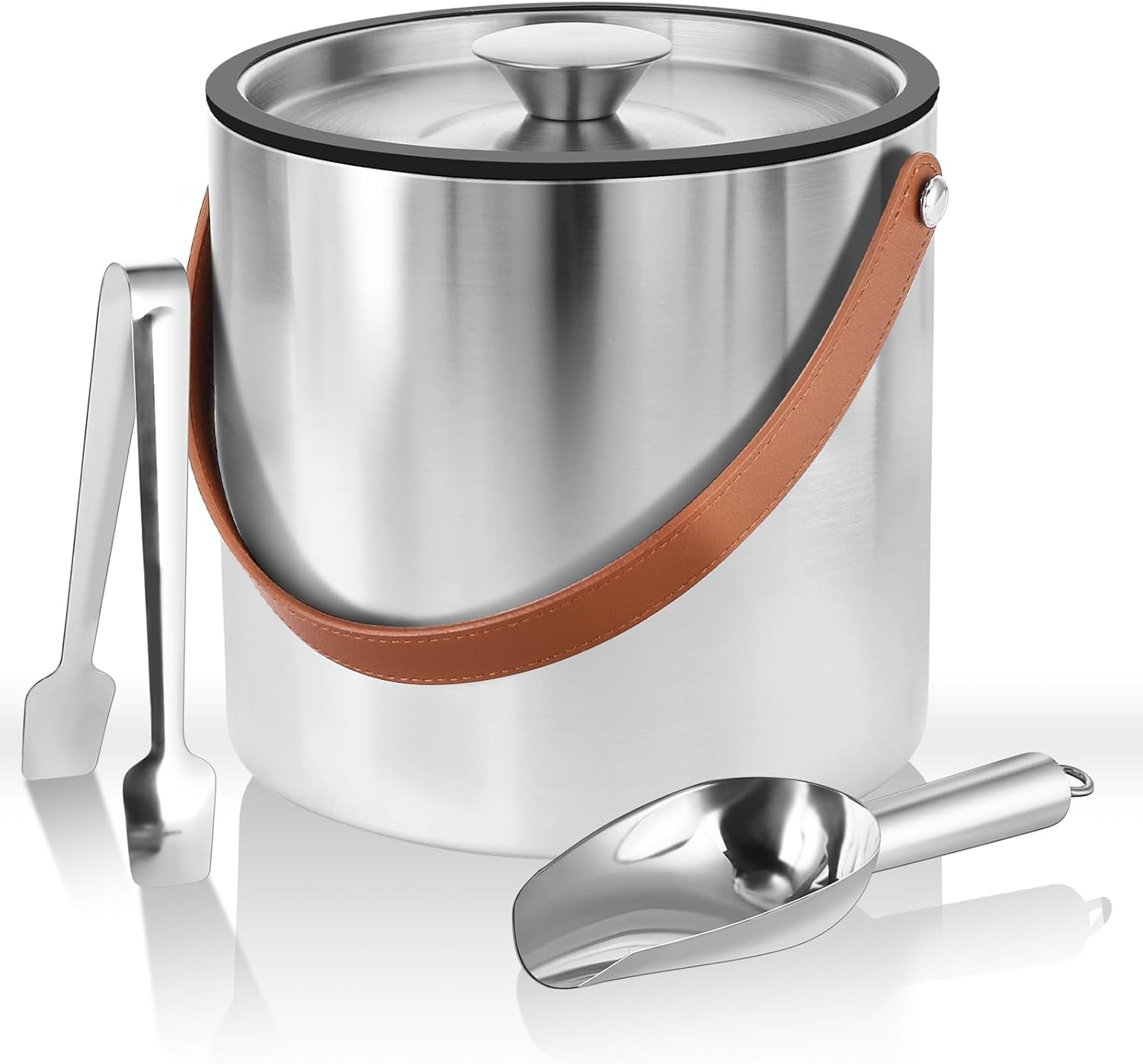 Double-Wall Vacuum Insulated Ice Bucket with Lid, Scoop, Ice Tong ...