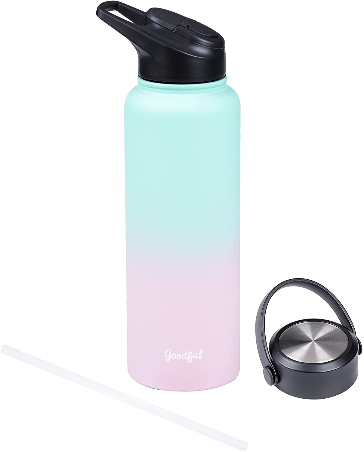 Double Wall Vacuum Sealed, Insulated Water Bottle with Two ...