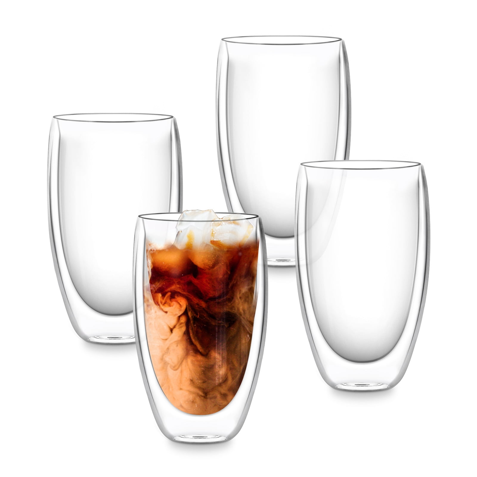 Double Walled Glass Coffee Mugs,15oz/450ML,Large Espresso Cups ,Set of ...