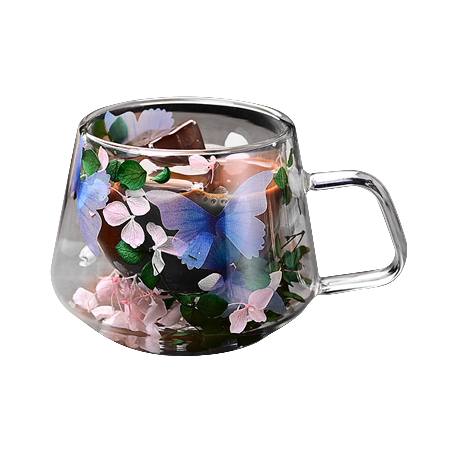 Double Walled Glass Coffee MugsRound 200ml Double Glass Cups Smooth ...