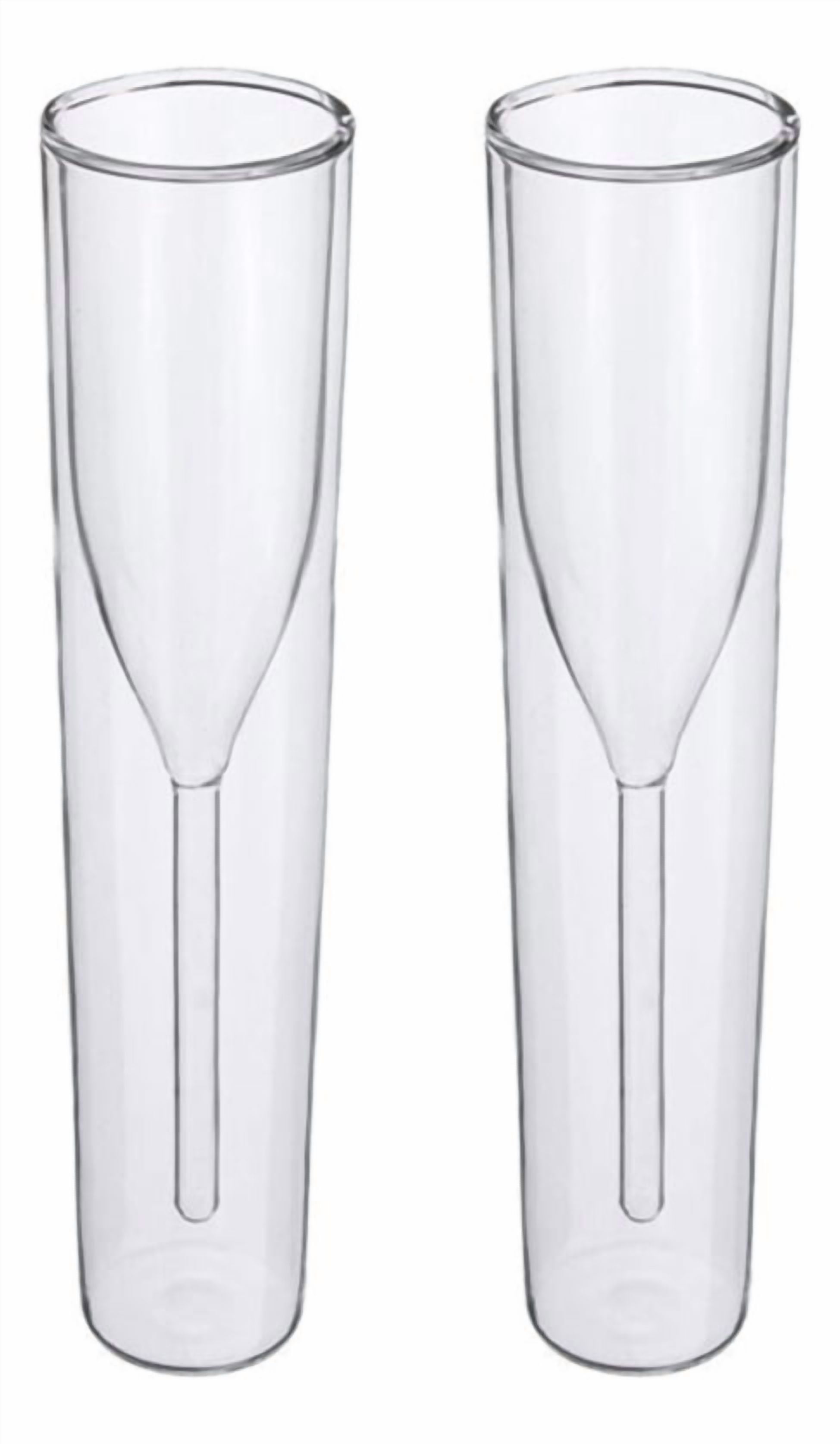 Double Walled Glass Flute Cups, Pair - Walmart.com