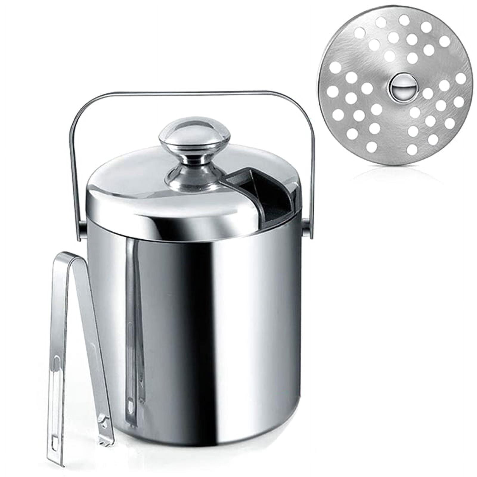 Double-Walled Ice Bucket with Lid, Stainless Steel, 1.3 Liter - Walmart.com