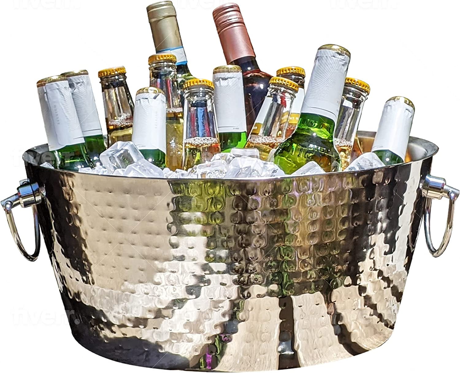 Double-Walled Insulated Steel Ice Bucket with 4 Champagne Flutes Combo ...