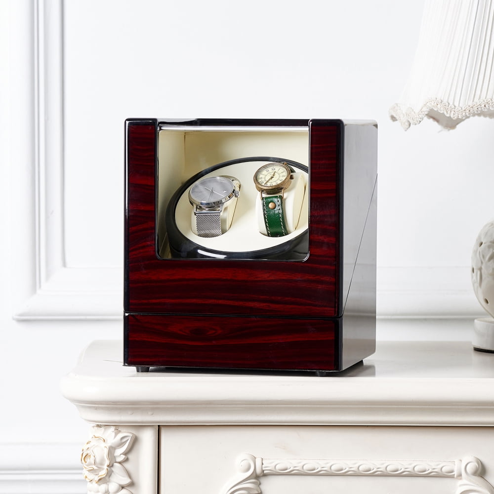 Double Watch Winder, Automatic Rotation Wood Display Case Storage ...