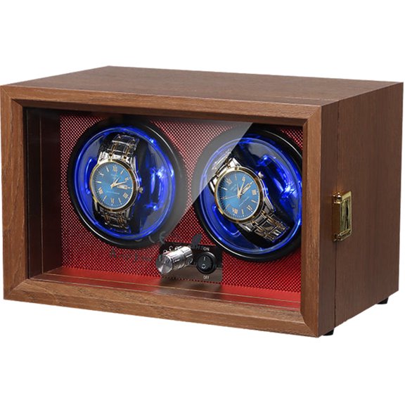Monaco Double Watch Winder - Dual Powered in Black Leather - Walmart.com