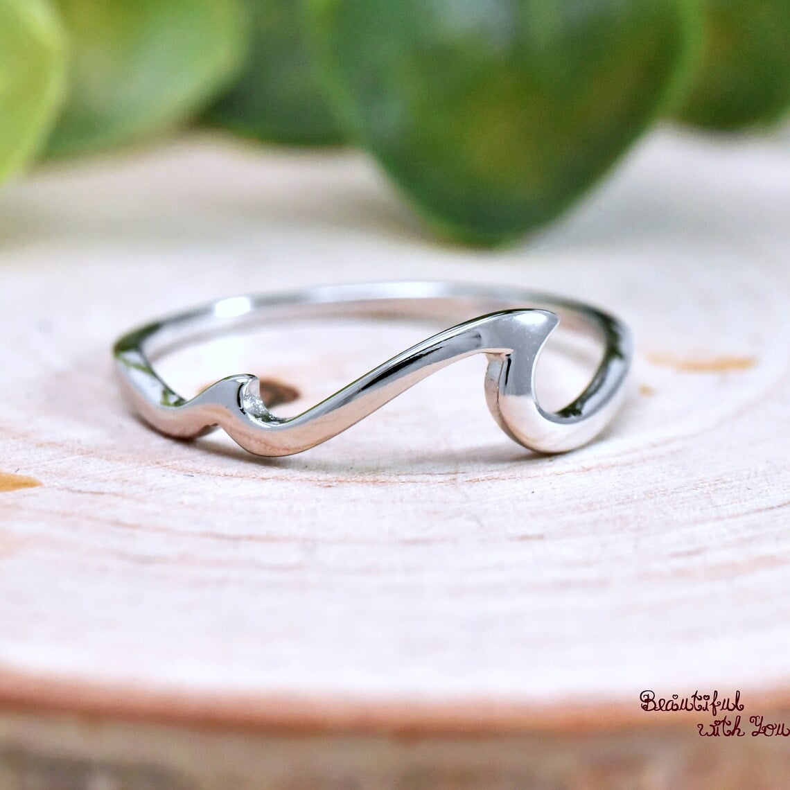 Double Waves Ring, Minimalist Ocean Tide Waves Nautical Beach Summer Trendy Ring, 925 Sterling ...