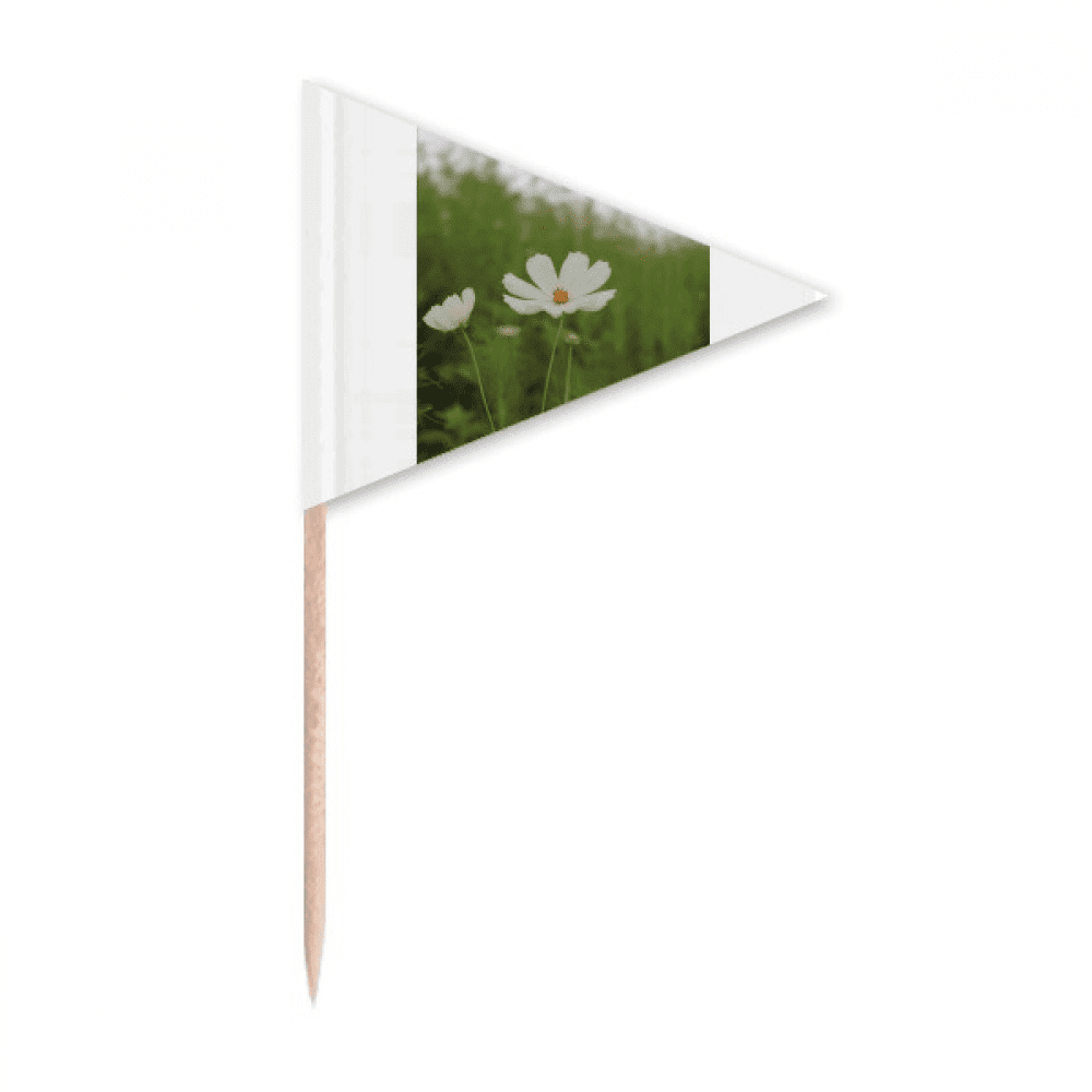 Double White Cosmos Art Deco Fashion Toothpick Triangle Cupcake Toppers ...