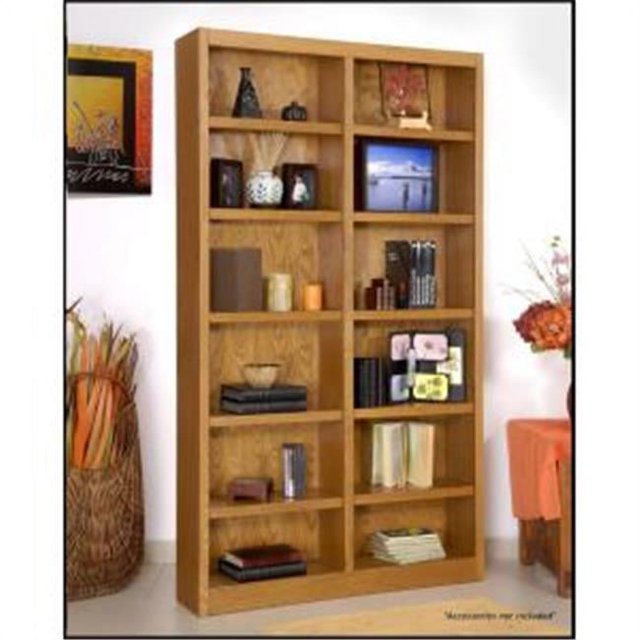 Double Wide Bookcase, Dry Oak Finish 12 Shelves - Walmart.com