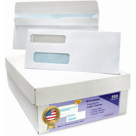 Double Window Check Envelopes - 500 Pack Ready-Seal Security Tinted ...