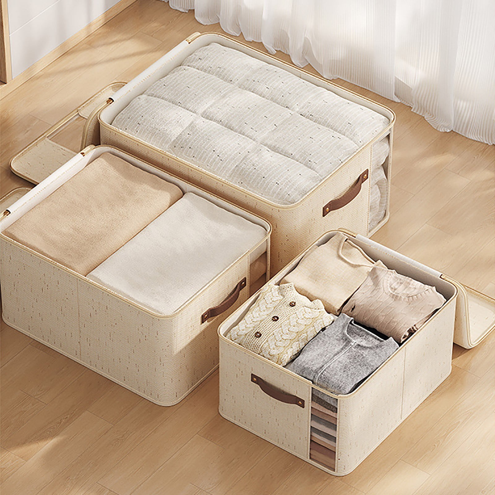 Double Window Zipper Box Quilt Box Household Fabric Finishing Box Large ...