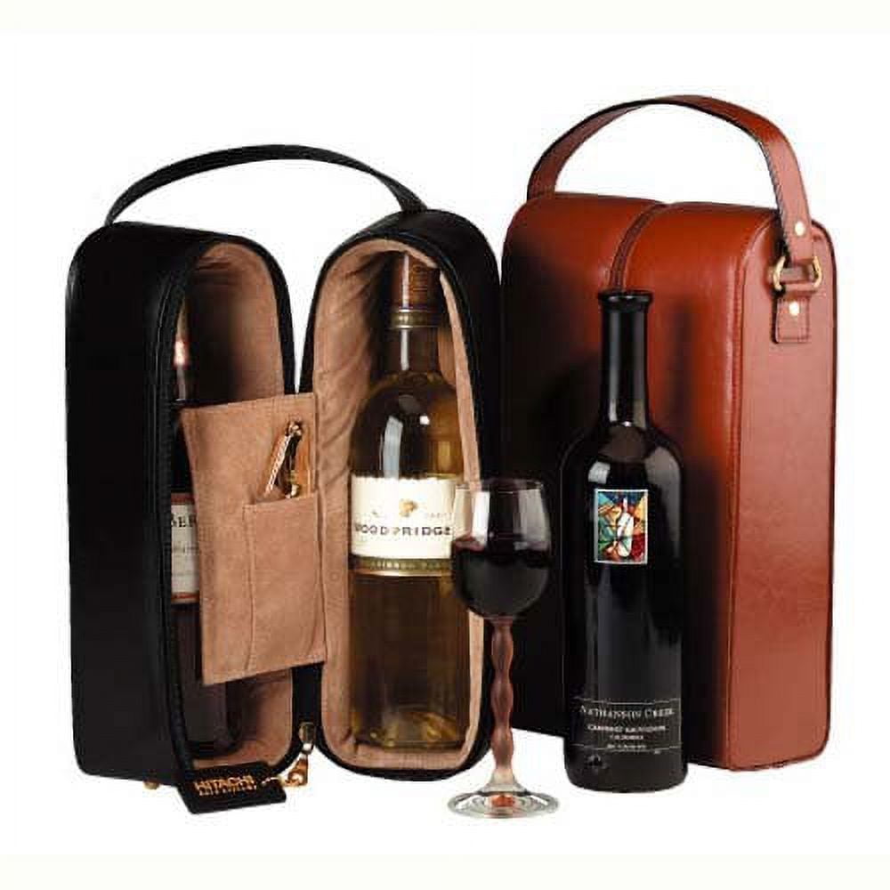 Royce Leather Luxury Suede Lined Double Wine Carrying Case w/ Corkscrew ...
