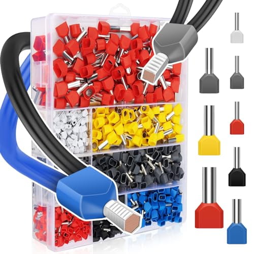 Double Wire Ferrule Kit 8-22 AWG, 750Pcs Dual Bootlace Ferrule Kit Wire ...
